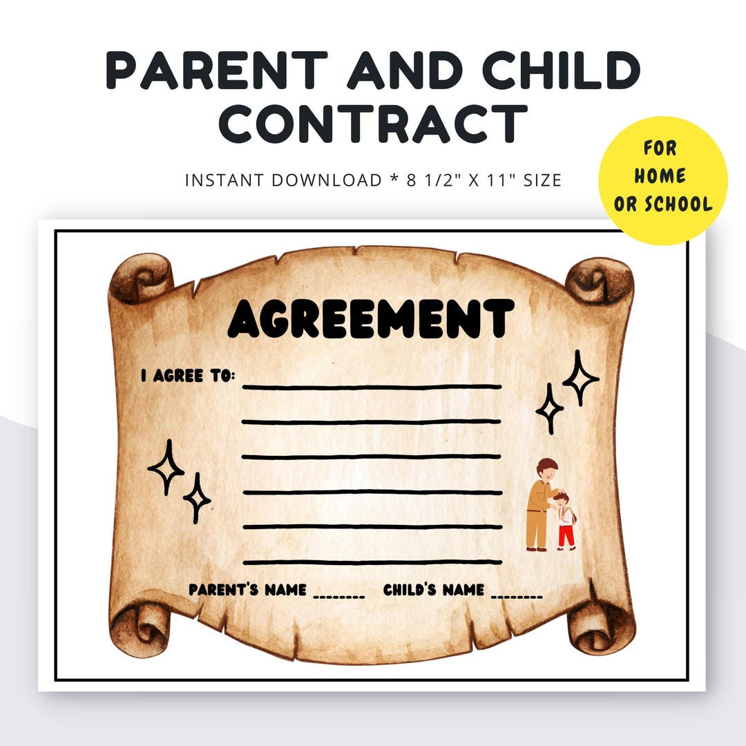 Parent and Child Contract for Home and School Behavior - Etsy