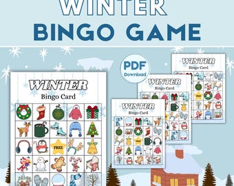 Winter Bingo, Card and 4 Corner Game Activity Booklet, Printable ...