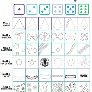 Roll and Draw a Party Hat Kids Activity Game for New Years - Etsy