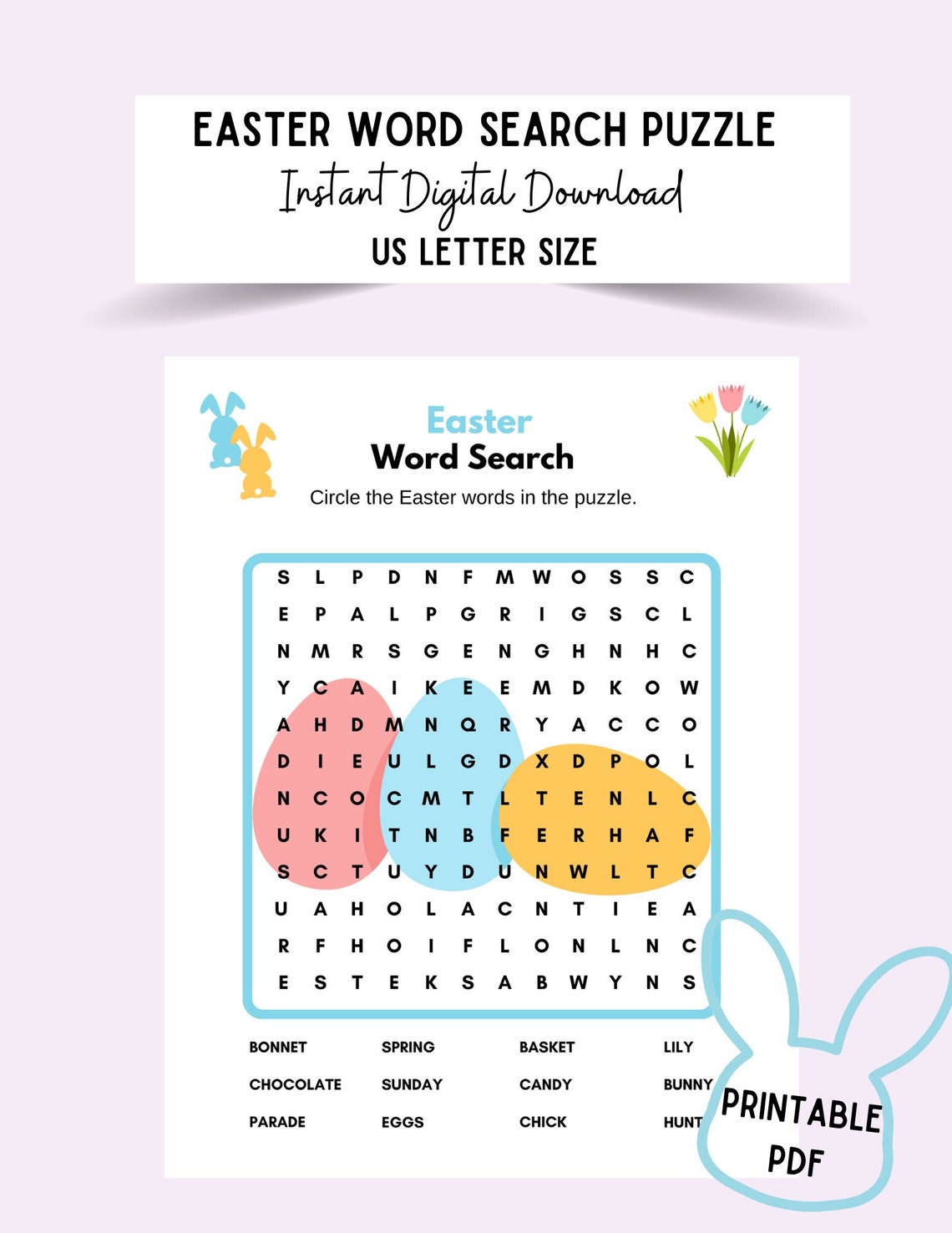 Easter Fun Word Search Puzzle for Kids - Etsy