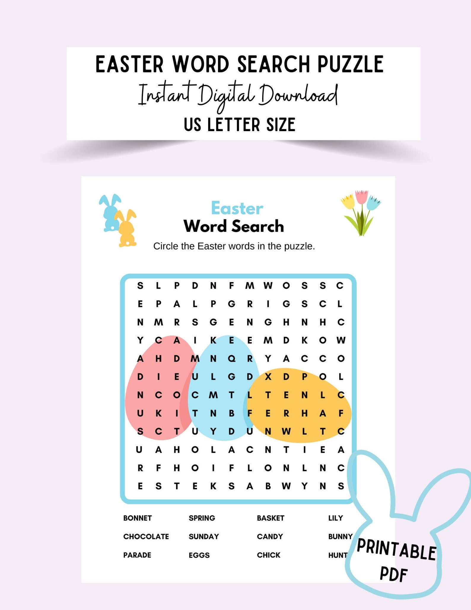 Easter Fun Word Search Puzzle for Kids - Etsy