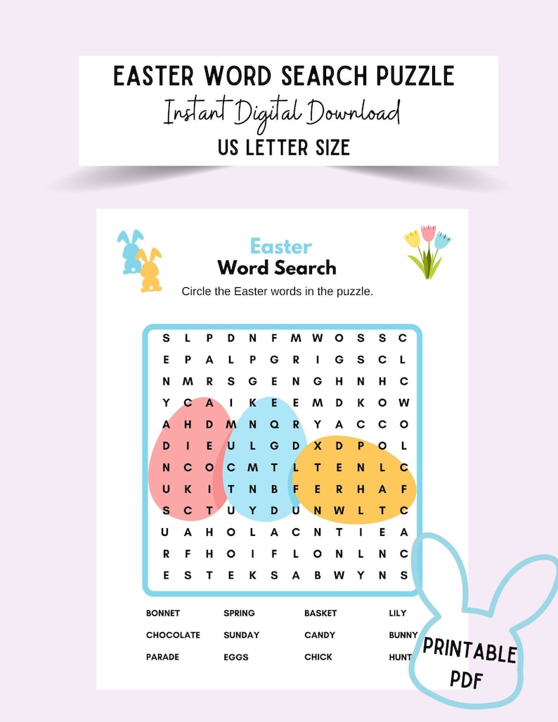 Easter Fun Word Search Puzzle for Kids - Etsy