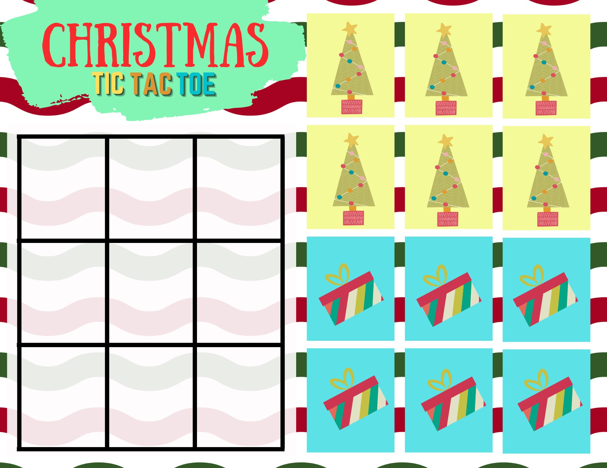 Christmas Tic Tac Toe Worksheet Game for Kids Set of 3 - Etsy