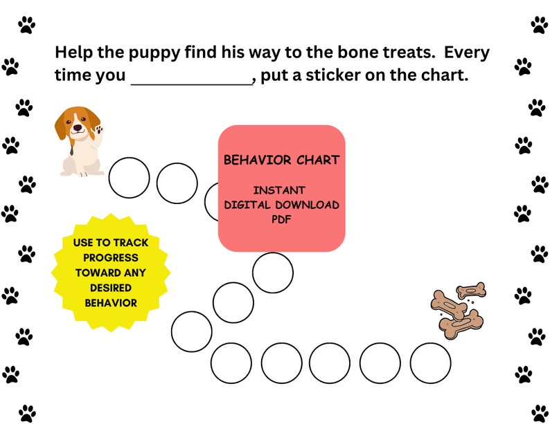 Printable Behavior Tracker Chart for Kids, Fun Puppy-theme - Etsy