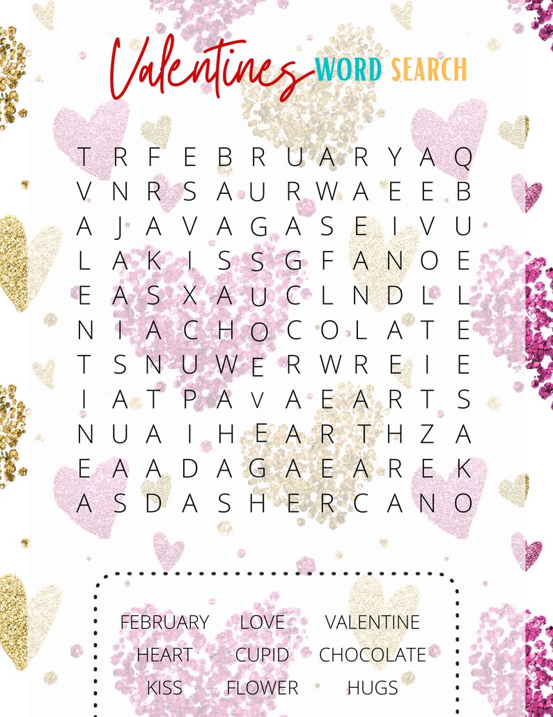 Valentine's Day Fun Games Tic Tac Toe & Word Search - Etsy