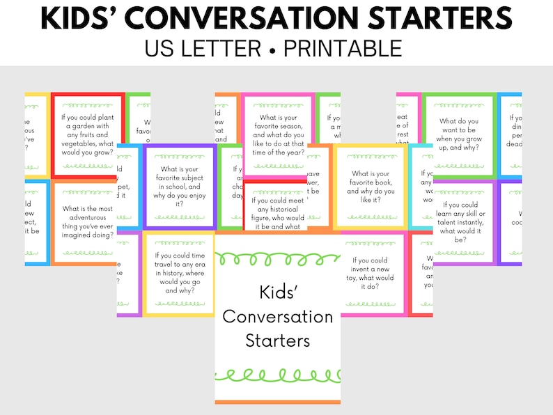 Kids' Conversation Starters - Prompts to Get Kids Talking - Etsy