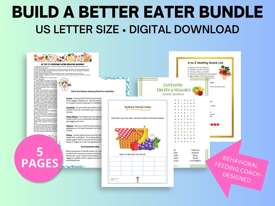 Picky Eaters Healthy Eating Worksheets Bundle - Etsy