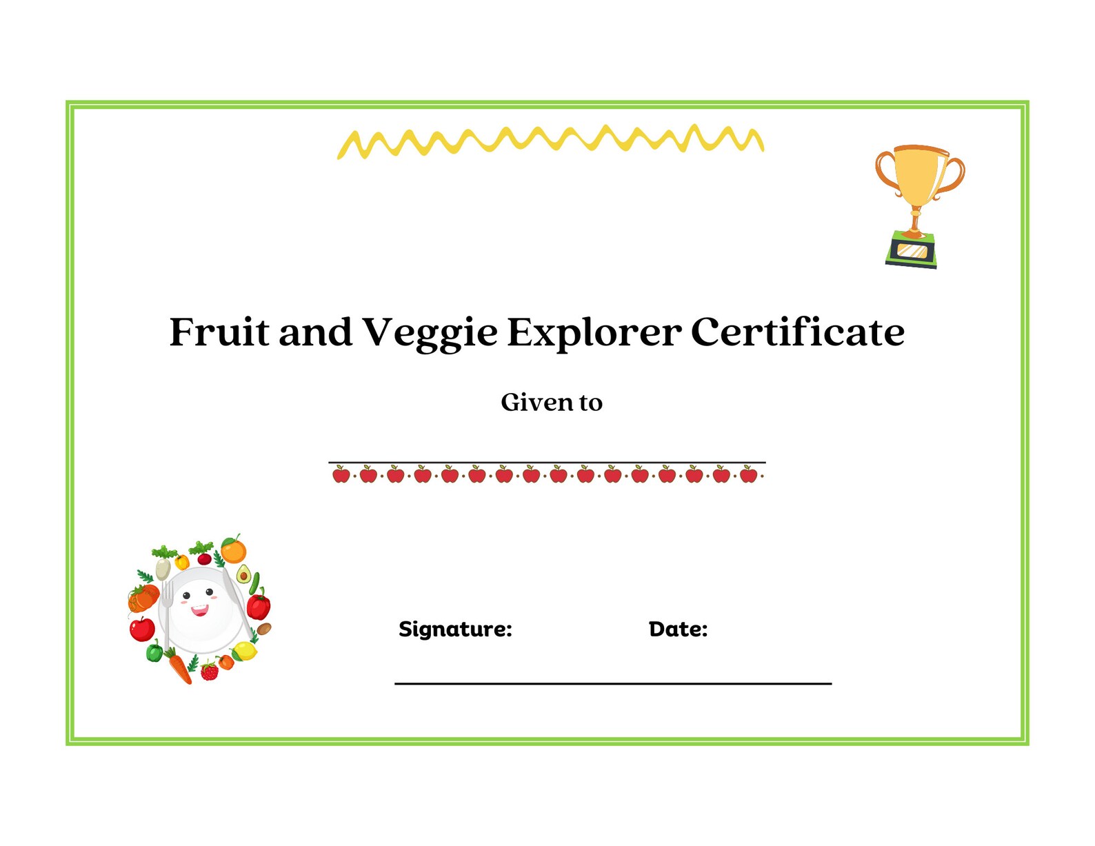 Healthy Eating Certificates, Food Fun Awards for Kids - Etsy