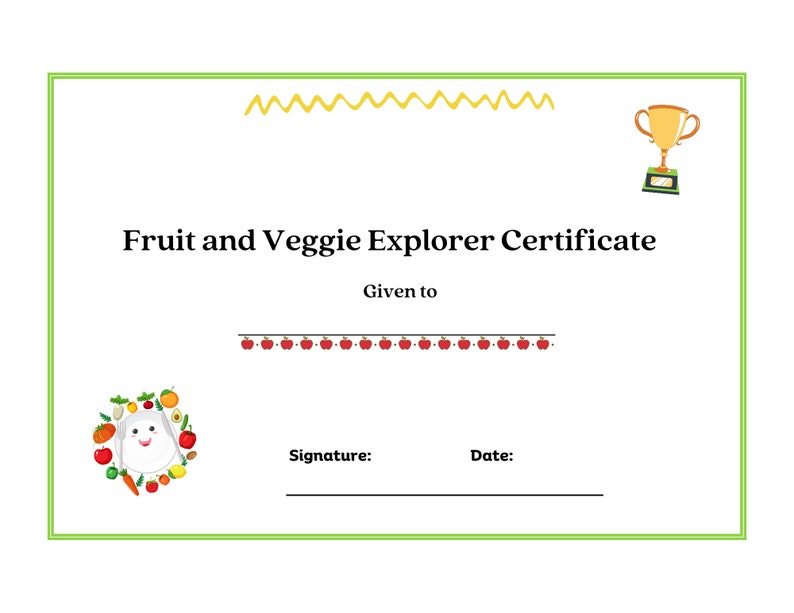 Healthy Eating Certificates, Food Fun Awards for Kids - Etsy