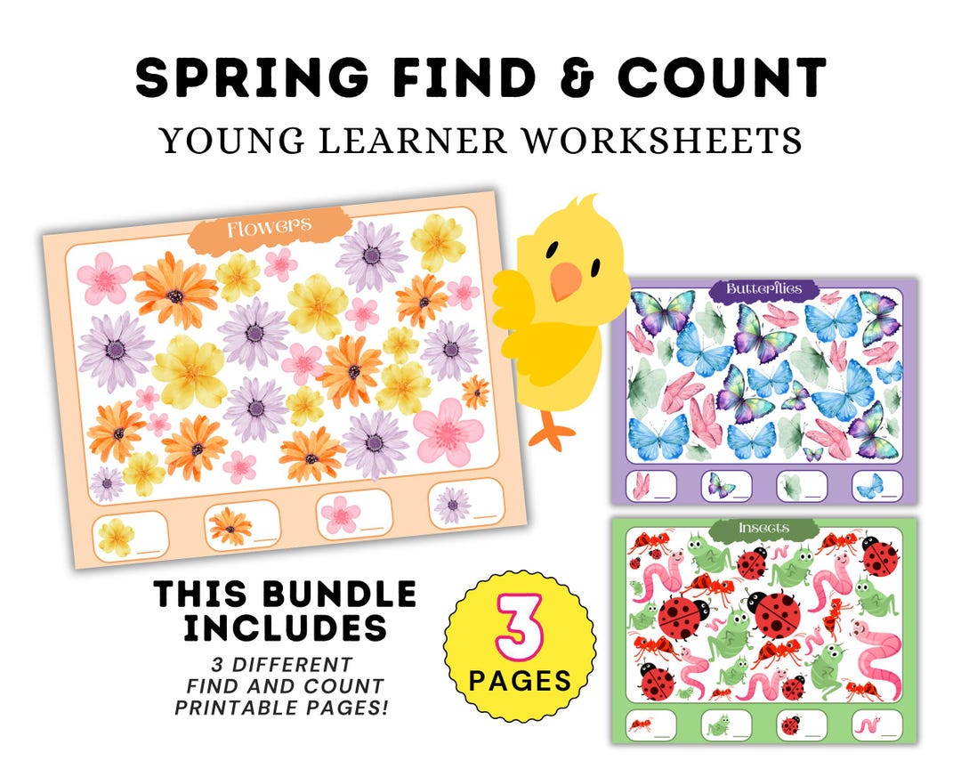 Spring Find and Count Worksheets for Preschool Kindergarten Early ...