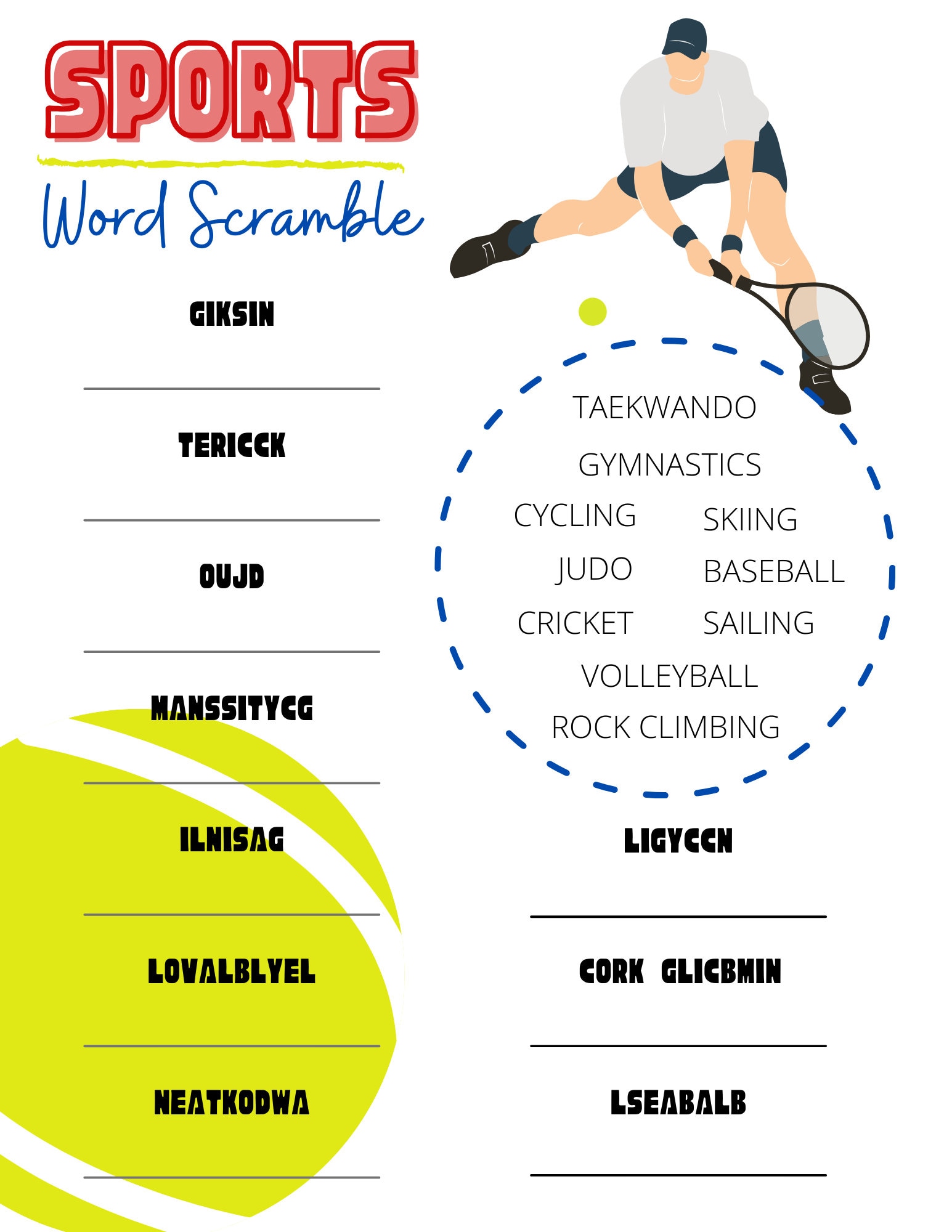 Printable Sports Activity Sheets for Kids - Etsy