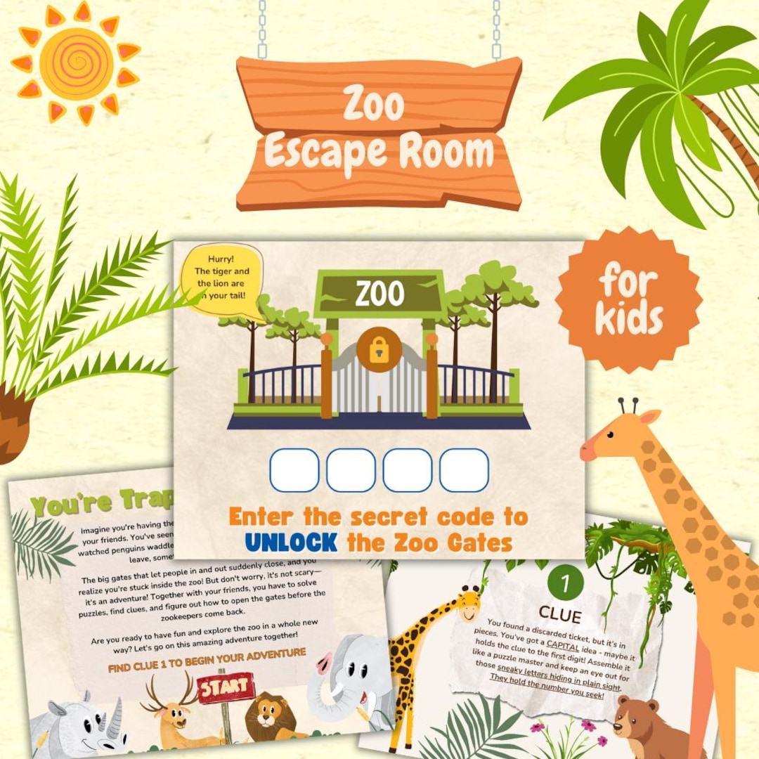 Printable Zoo Escape Room Game for Kids - Etsy