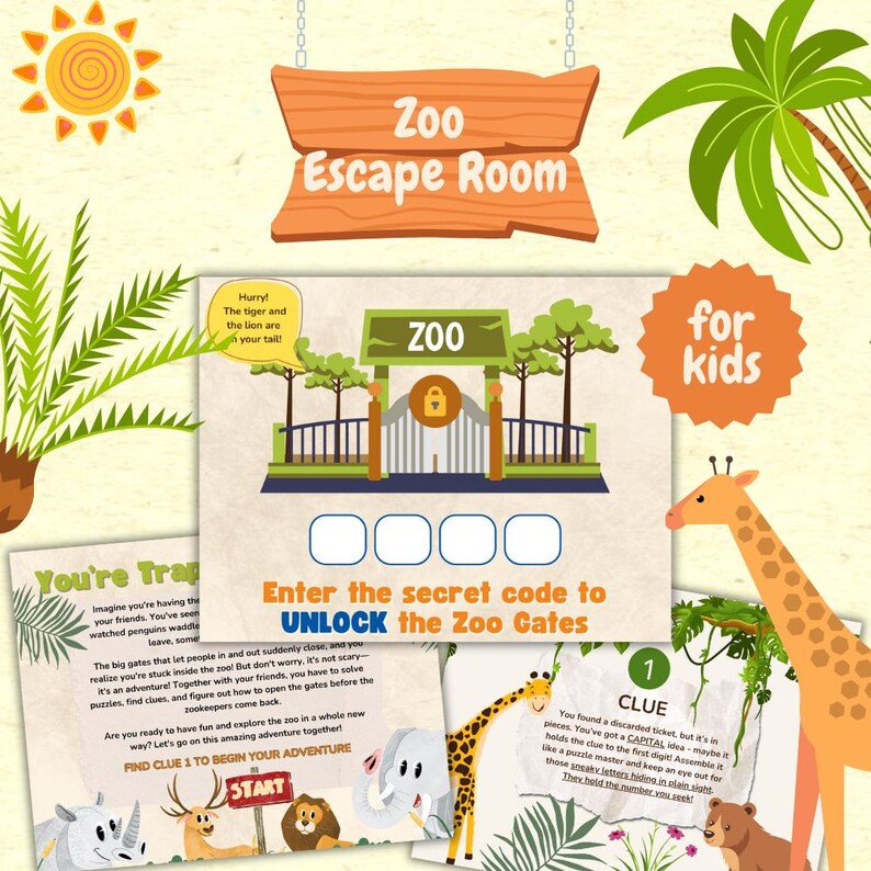 Printable Zoo Escape Room Game for Kids - Etsy