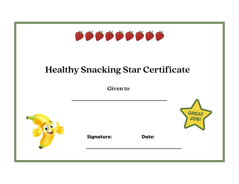 Healthy Eating Certificates, Food Fun Awards for Kids - Etsy