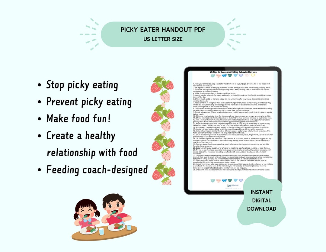 Healthy Tips for Picky Eaters Handout Printable PDF - Etsy