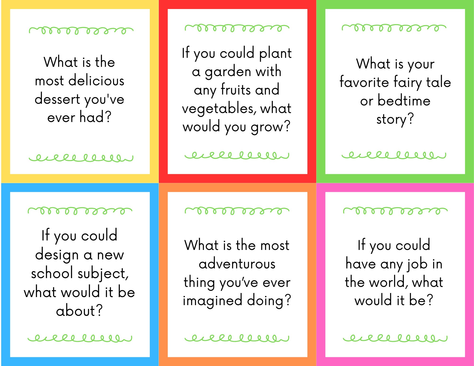 Kids' Conversation Starters - Prompts to Get Kids Talking - Etsy