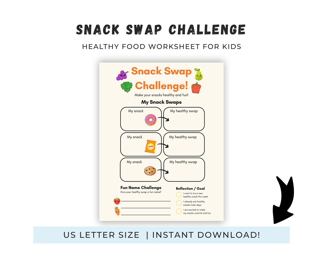 Snack Swap Challenge Worksheet for Kids – Healthy Eating Printable - Etsy