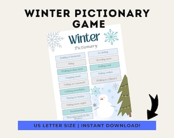 Printable Winter Pictionary or Charades for Families, Winter Party Game ...