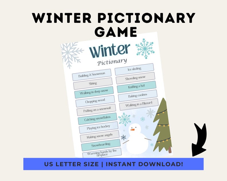 Winter Pictionary Printable Game - Etsy