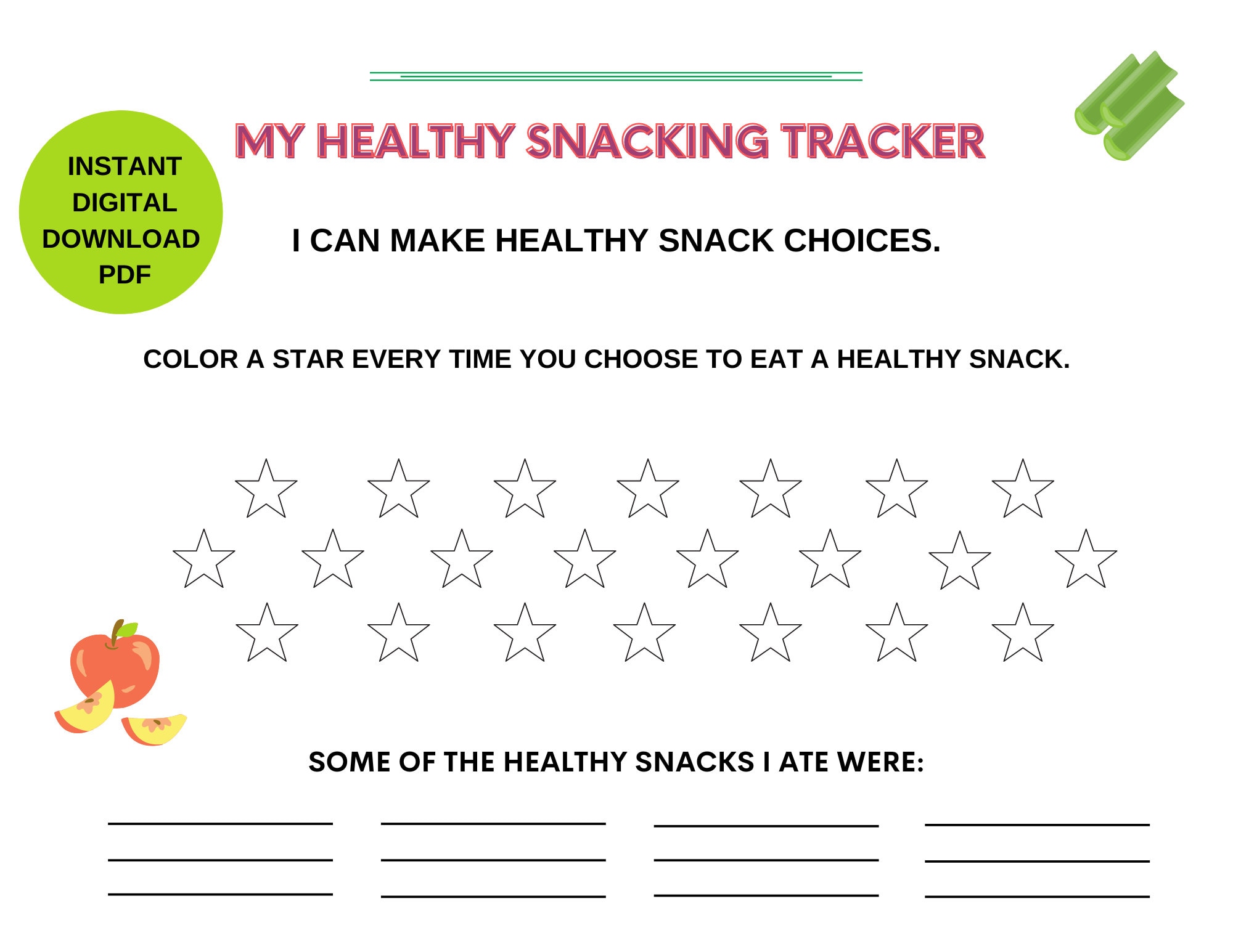 Healthy Snacker Tracker Printable - Etsy
