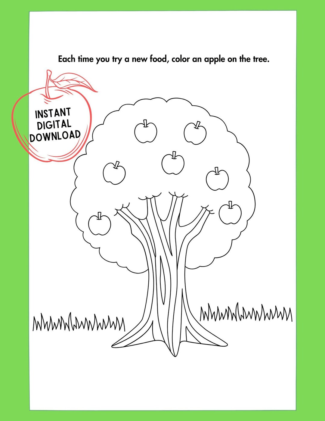 Picky Eater Try A New Food Color an Apple Worksheet - Etsy