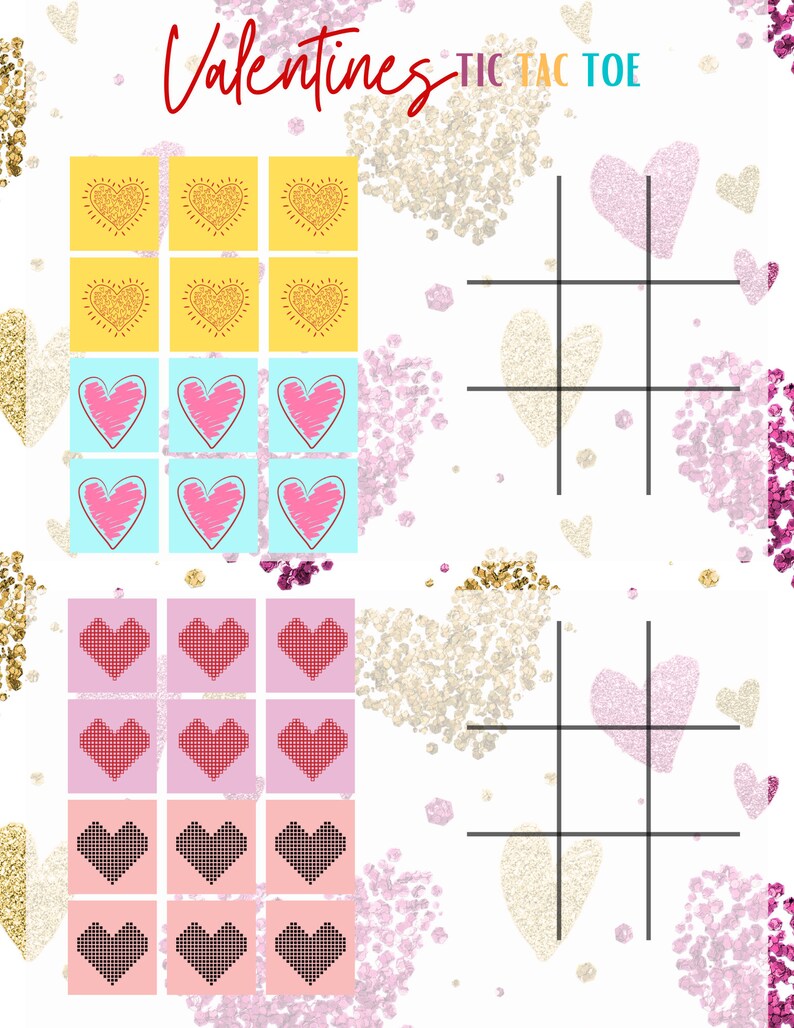 Valentine's Day Fun Games Tic Tac Toe & Word Search - Etsy