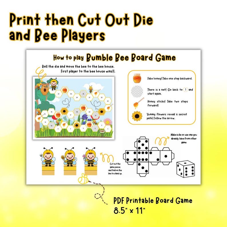 Bumble Bee Printable Board Game - Etsy