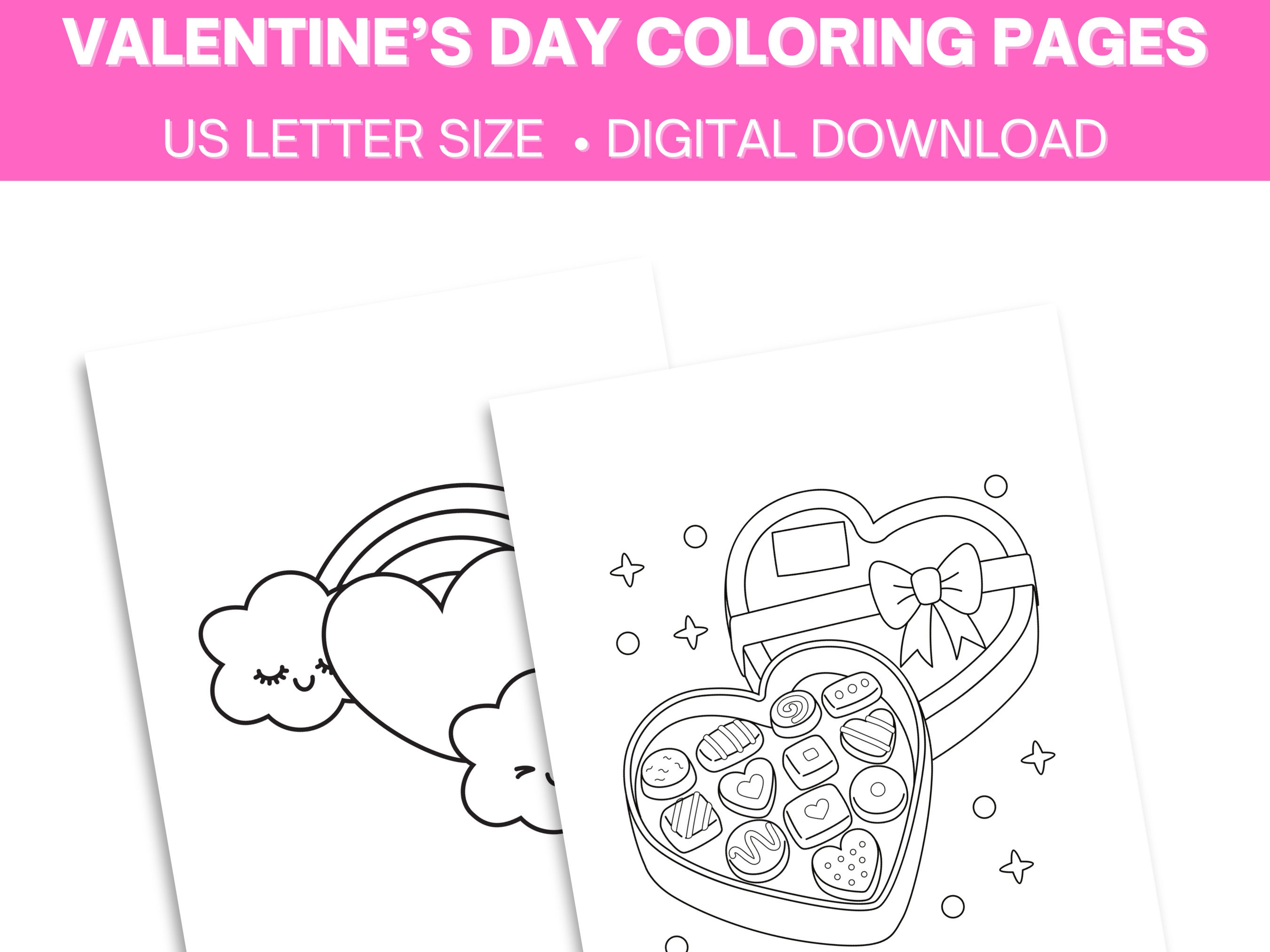 Fun Valentine's Day Coloring Pages for Kids Set of 14 Different ...