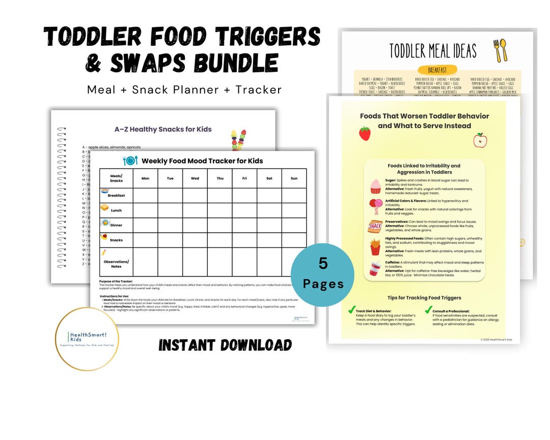 Toddler Food Triggers & Healthy Swaps Bundle | Meal Planner + Snack ...