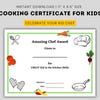 Junior Chef Award Cooking Certificate for Kids - Etsy