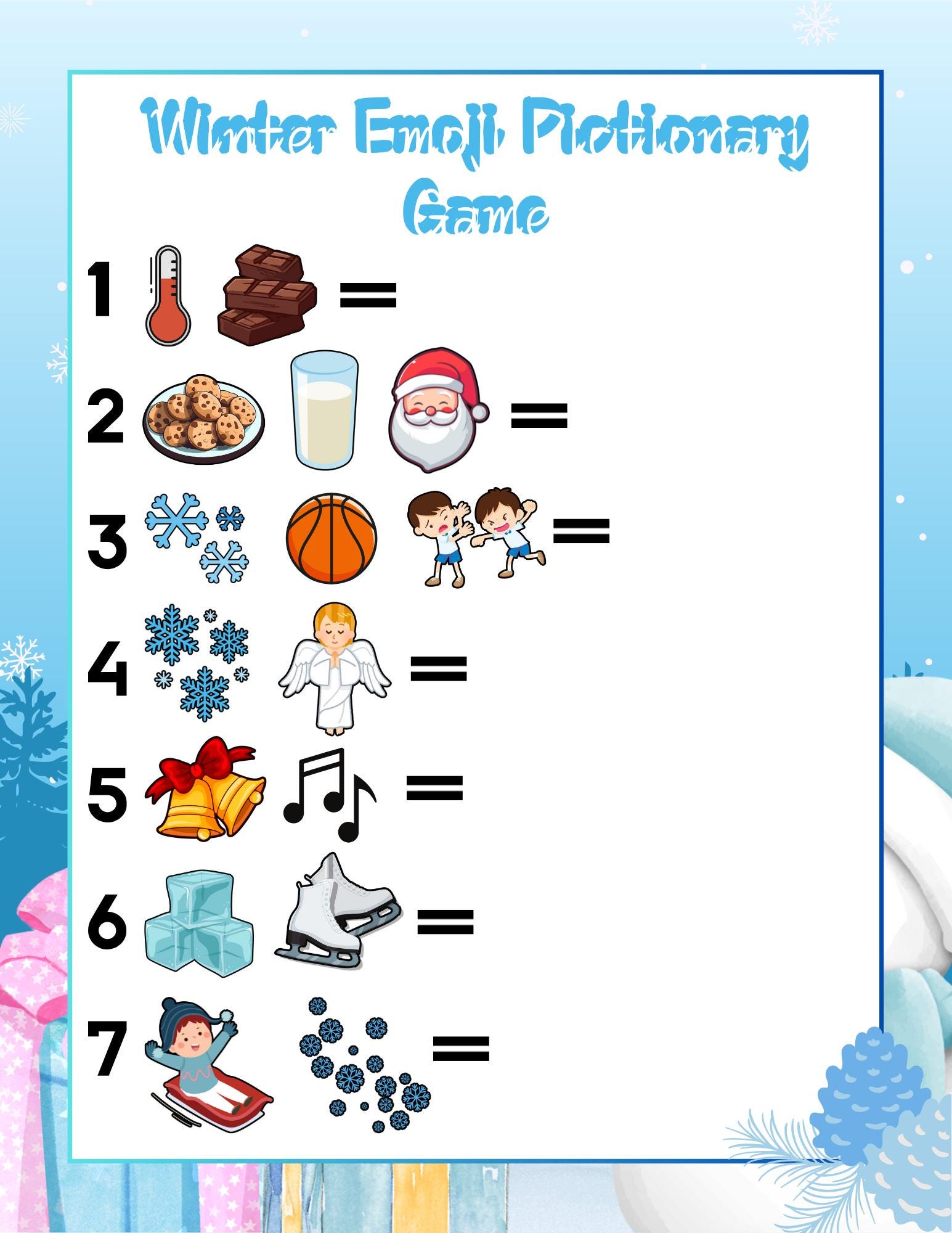 Winter Emoji Pictionary Game - Etsy