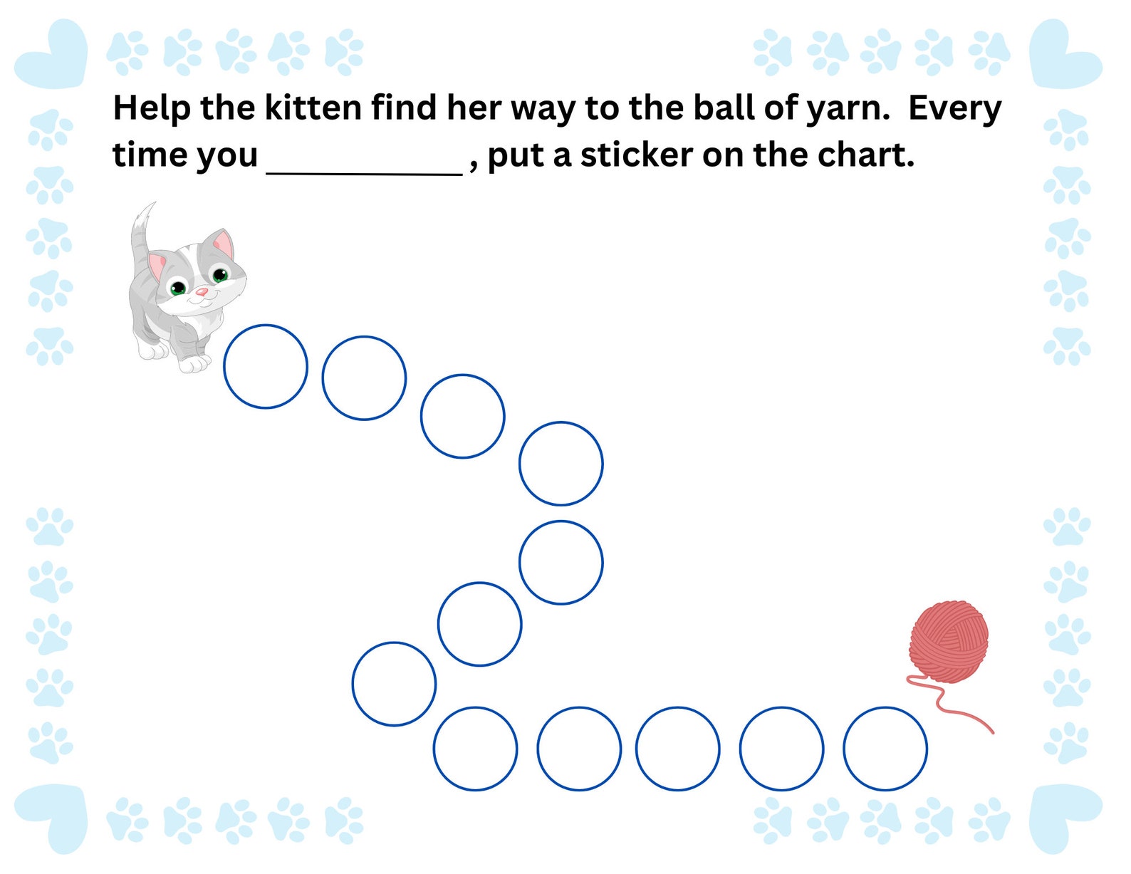Printable Behavior Chart for Kids Behavior Tracker With Kitten Theme - Etsy