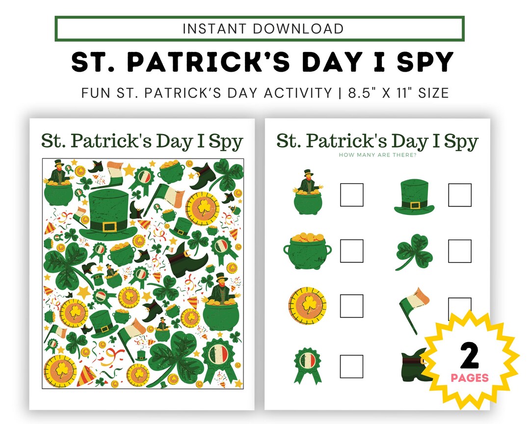 St. Patrick's Day I Spy Game Printable - Etsy