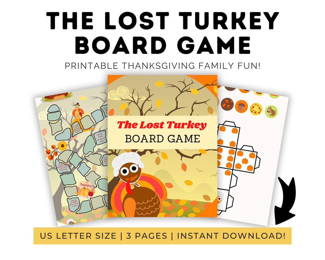 The Lost Turkey Printable Board Game - Fun Thanksgiving Activity - Etsy