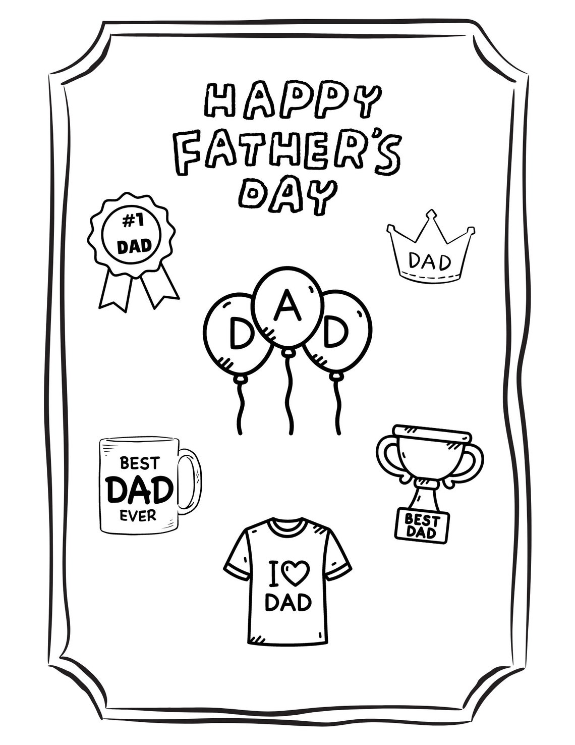 Father's Day Coloring Page for Dad From Child, Printable Gift for Daddy ...