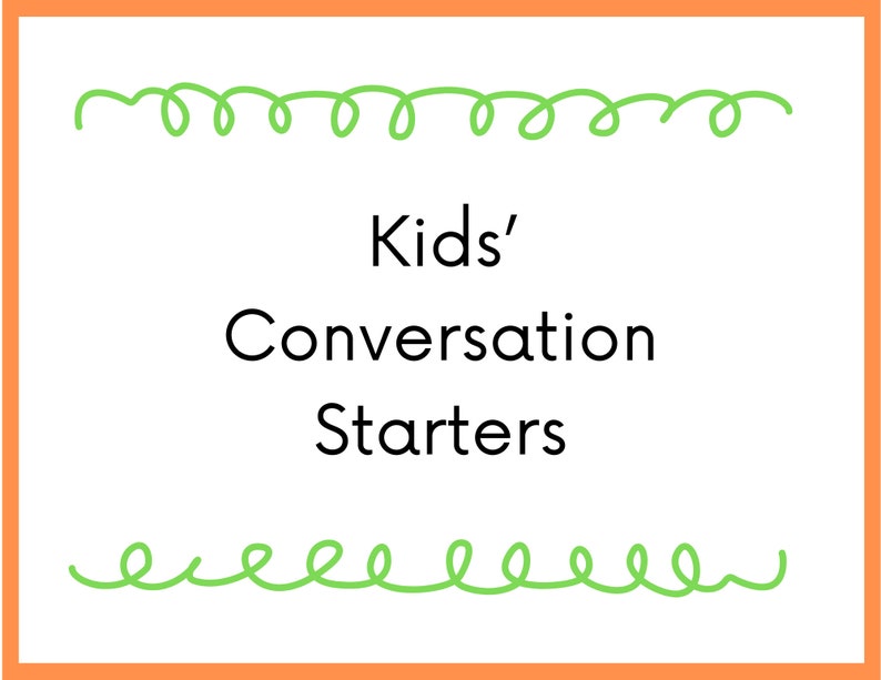 Kids' Conversation Starters - Prompts to Get Kids Talking - Etsy
