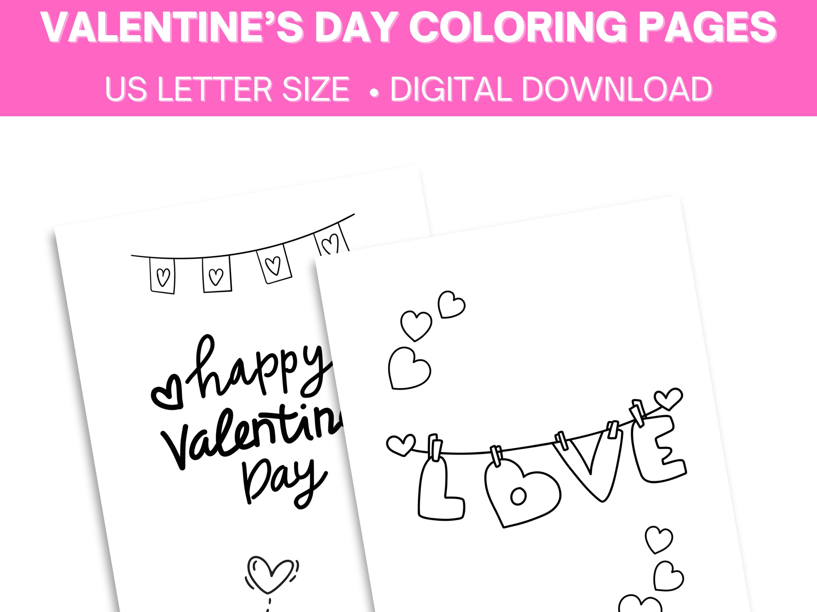 Fun Valentine's Day Coloring Pages for Kids Set of 14 Different ...