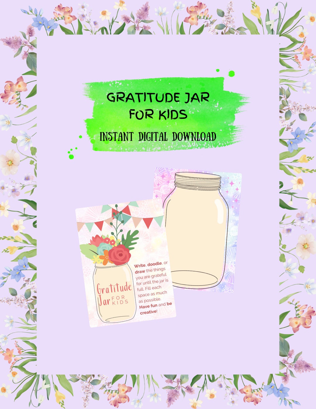 Gratitude Activity for Kids - Printable Gratitude Jar - Etsy