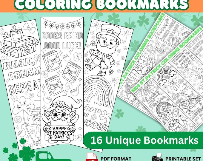 St. Patrick's Day Bookmarks, Coloring, Activities, Craft, Digital, for ...