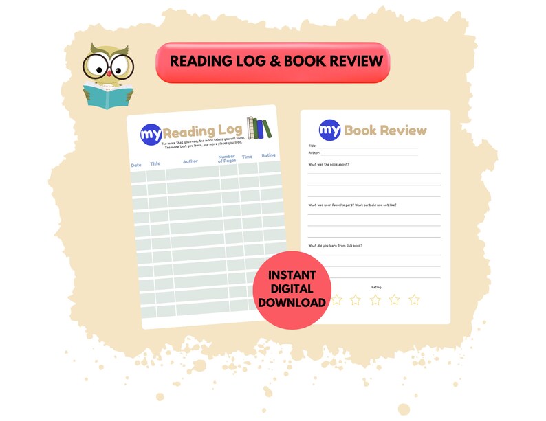 Kids Reading Log and Book Review Pages - Etsy