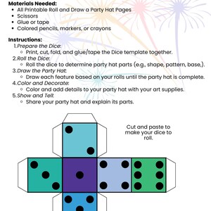 Roll and Draw a Party Hat Kids Activity Game for New Years - Etsy