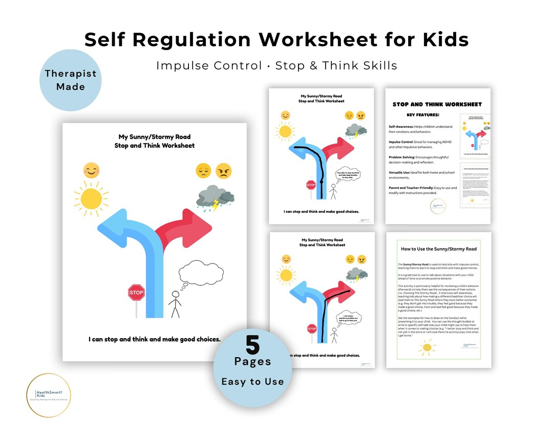 Self Regulation & Impulse Control Worksheet (5 Pages) - Etsy