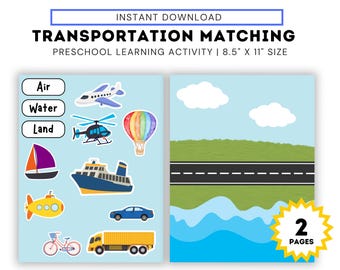 Transportation Matching Game Preschool Activities Printable ...