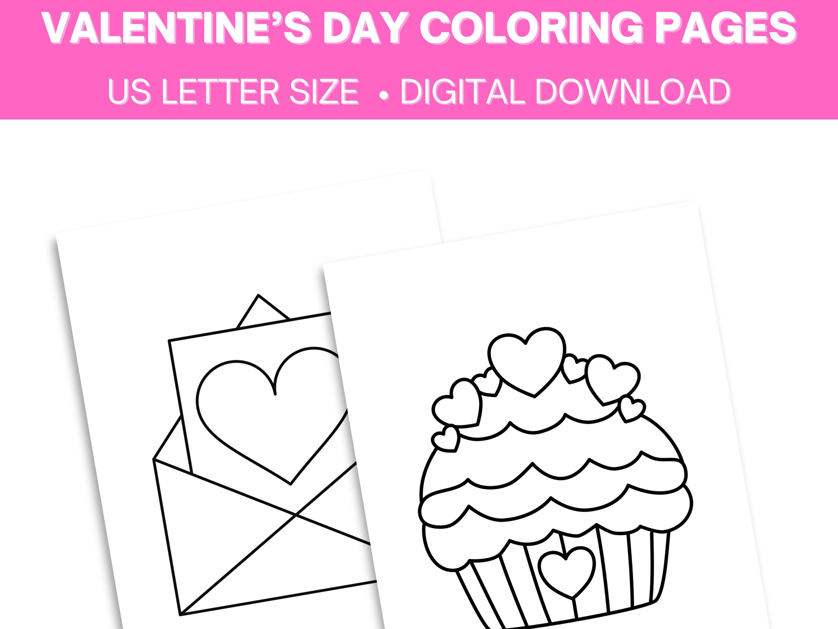 Fun Valentine's Day Coloring Pages for Kids Set of 14 Different ...