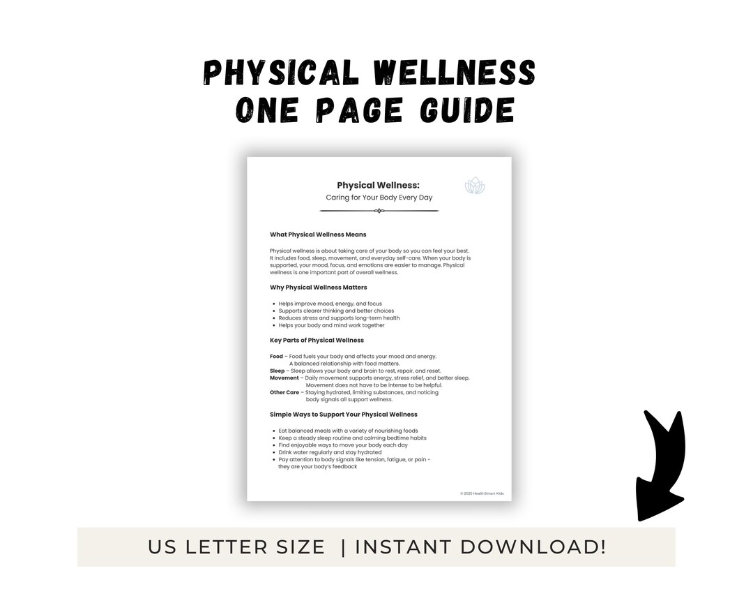 Physical Wellness Handout | Body Care, Sleep, Food & Movement Guide - Etsy