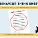 Behavior Think Sheet Printable Worksheet for Behavior Reflection ...