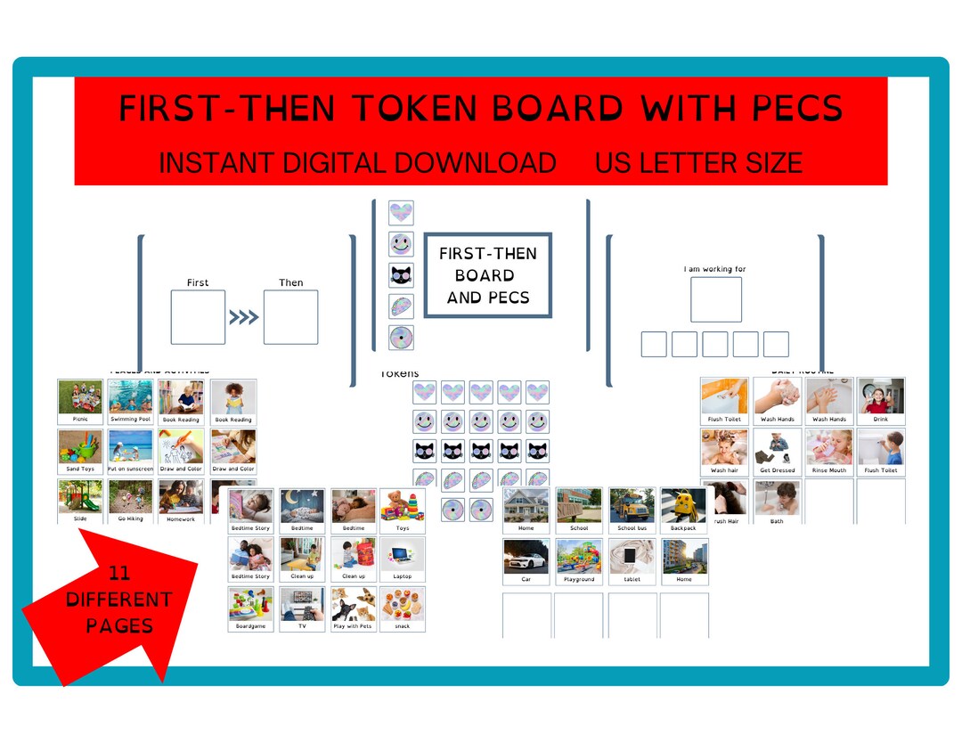 First-then Board and PECS for Daily Routines and Activities, Visual ...