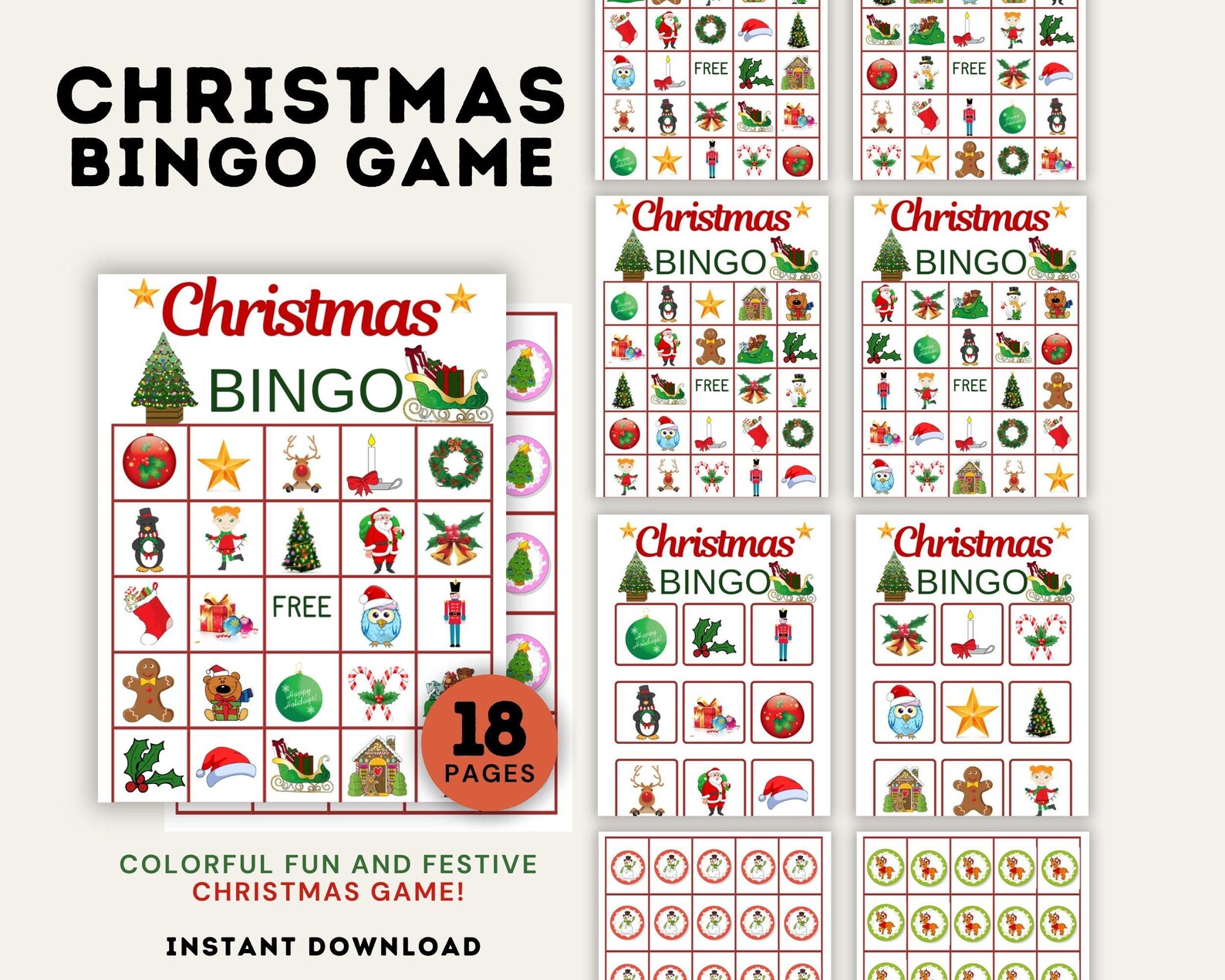Printable Fun and Festive Christmas Bingo Game for Kids - Etsy