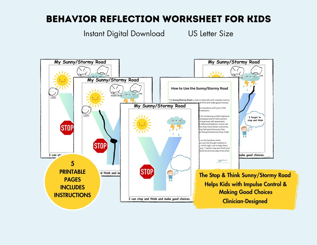 Stop and Think Behavior Worksheet for Impulse Control Behavior Think ...