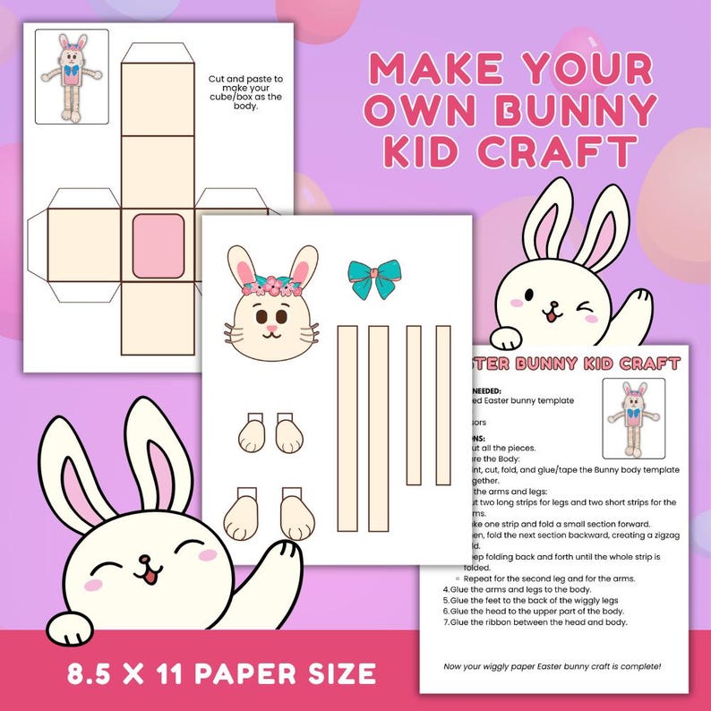 Printable 3D Easter Bunny Craft for Kids - Etsy